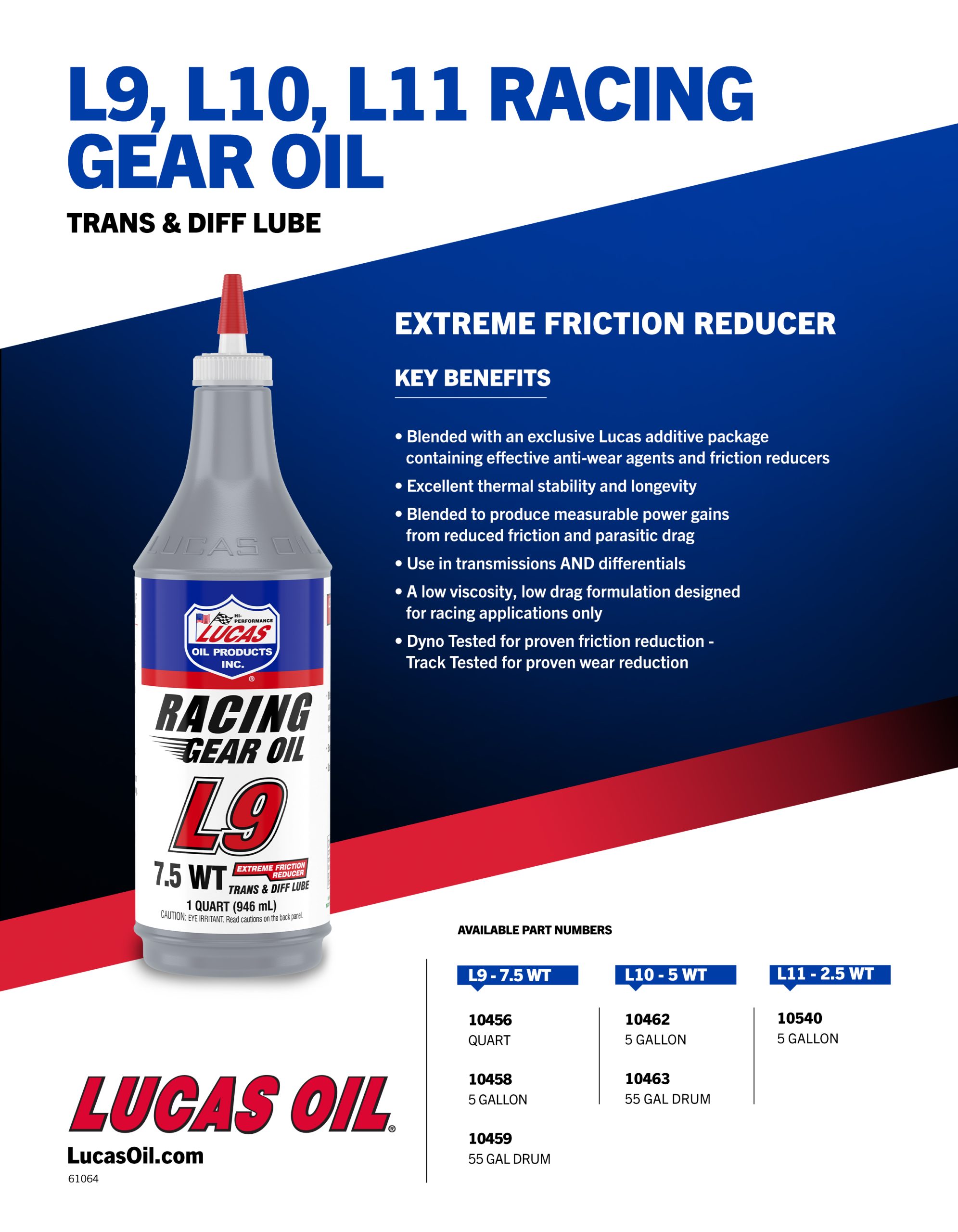 L9 Racing Gear Oil – Lucas Oil Products, Inc. – Keep That Engine Alive!
