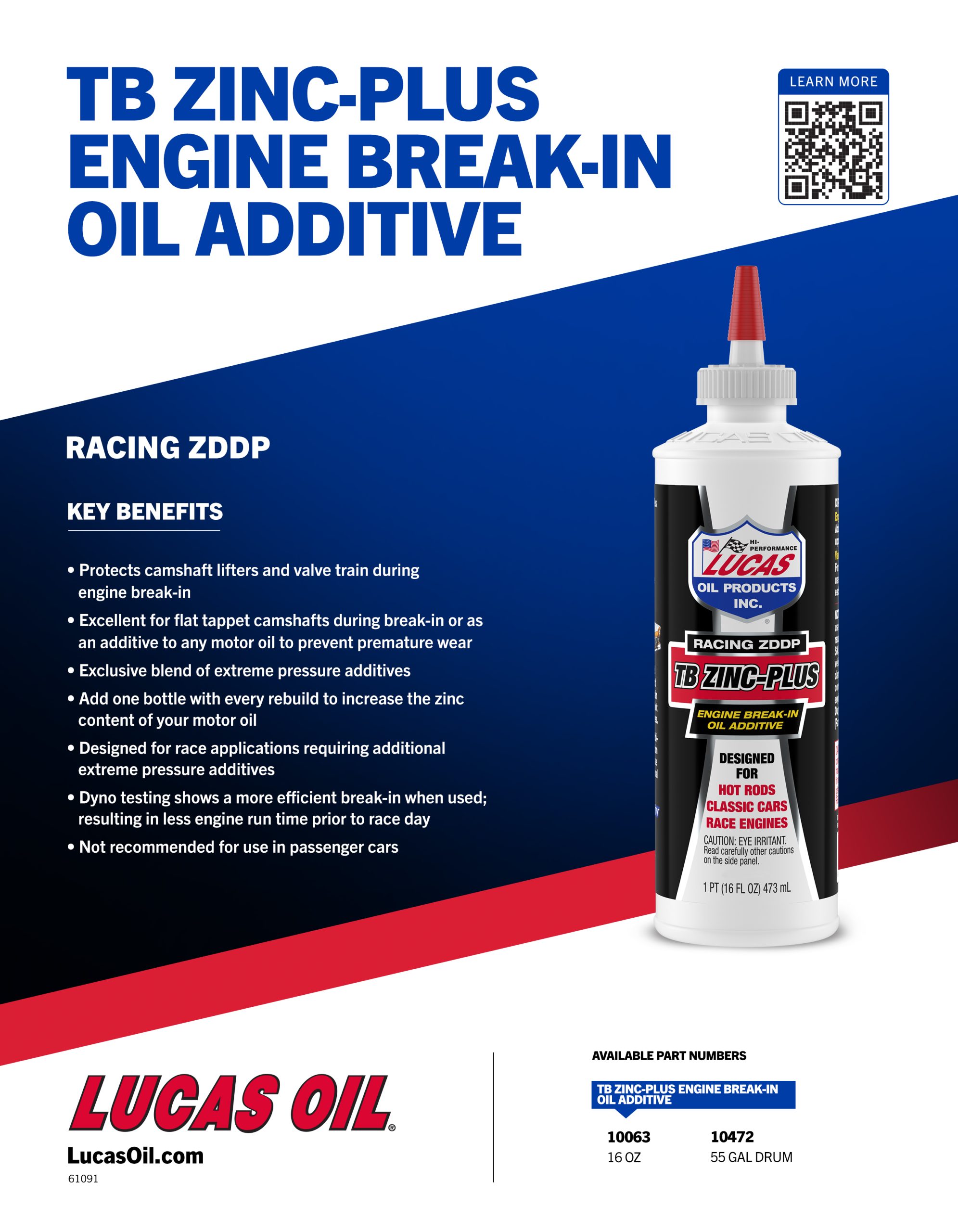 Engine Break-In Oil Additive – TB Zinc Plus – Lucas Oil Products, Inc ...