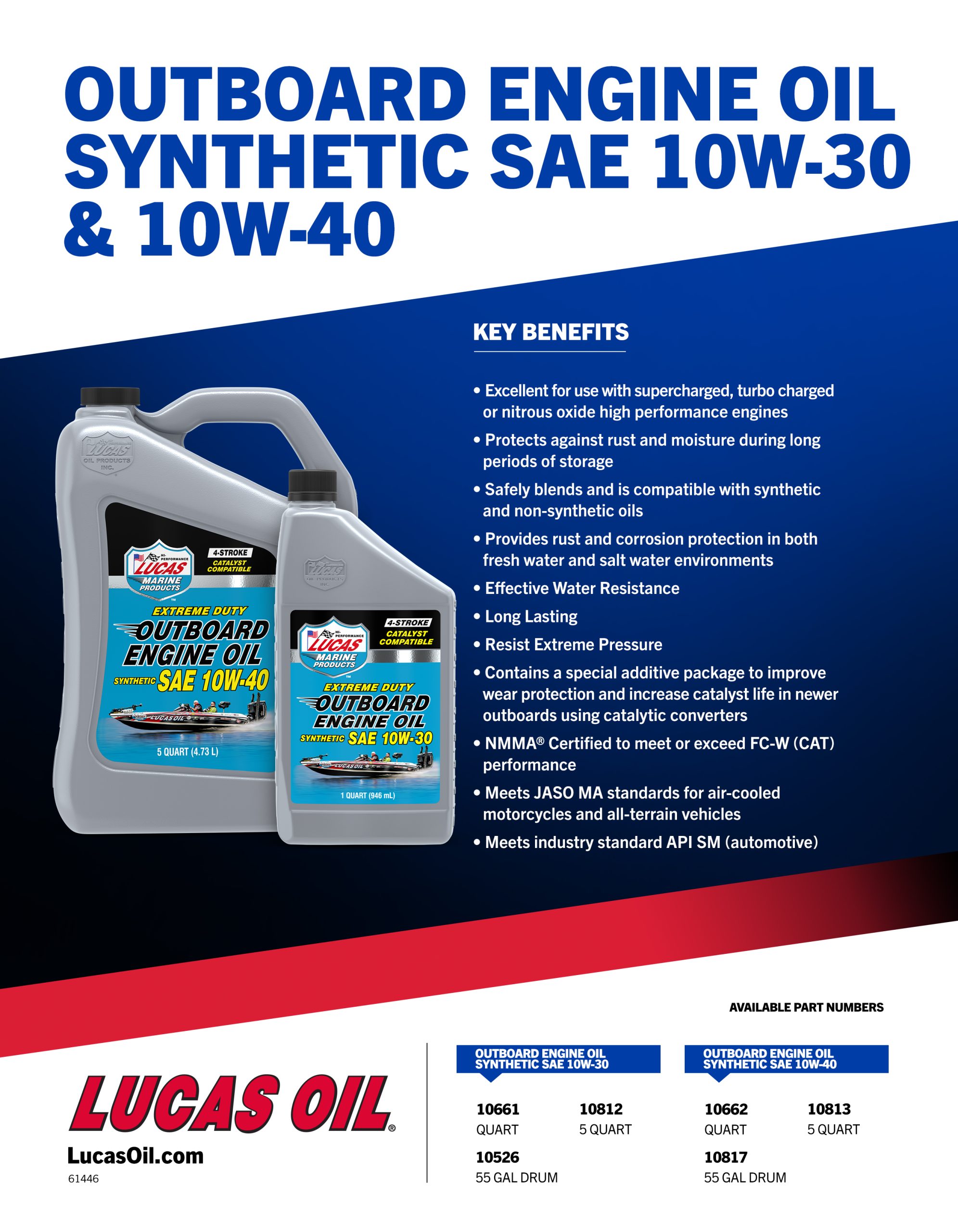 Outboard Engine Oil Synthetic SAE 10W-30 – Lucas Oil Products, Inc ...