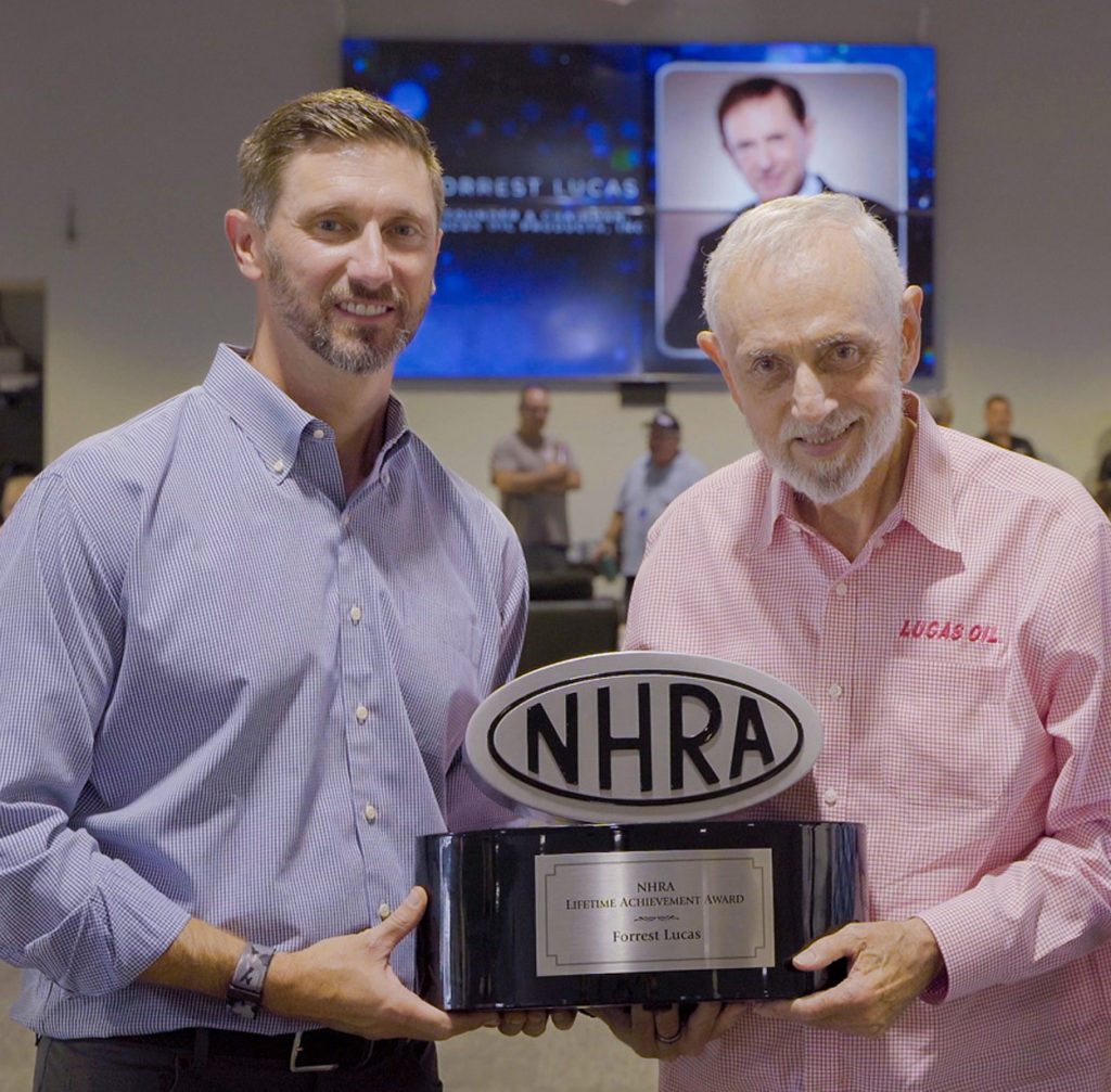 Lucas Oil Founder Forrest Lucas Honored with NHRA Lifetime Achievement ...