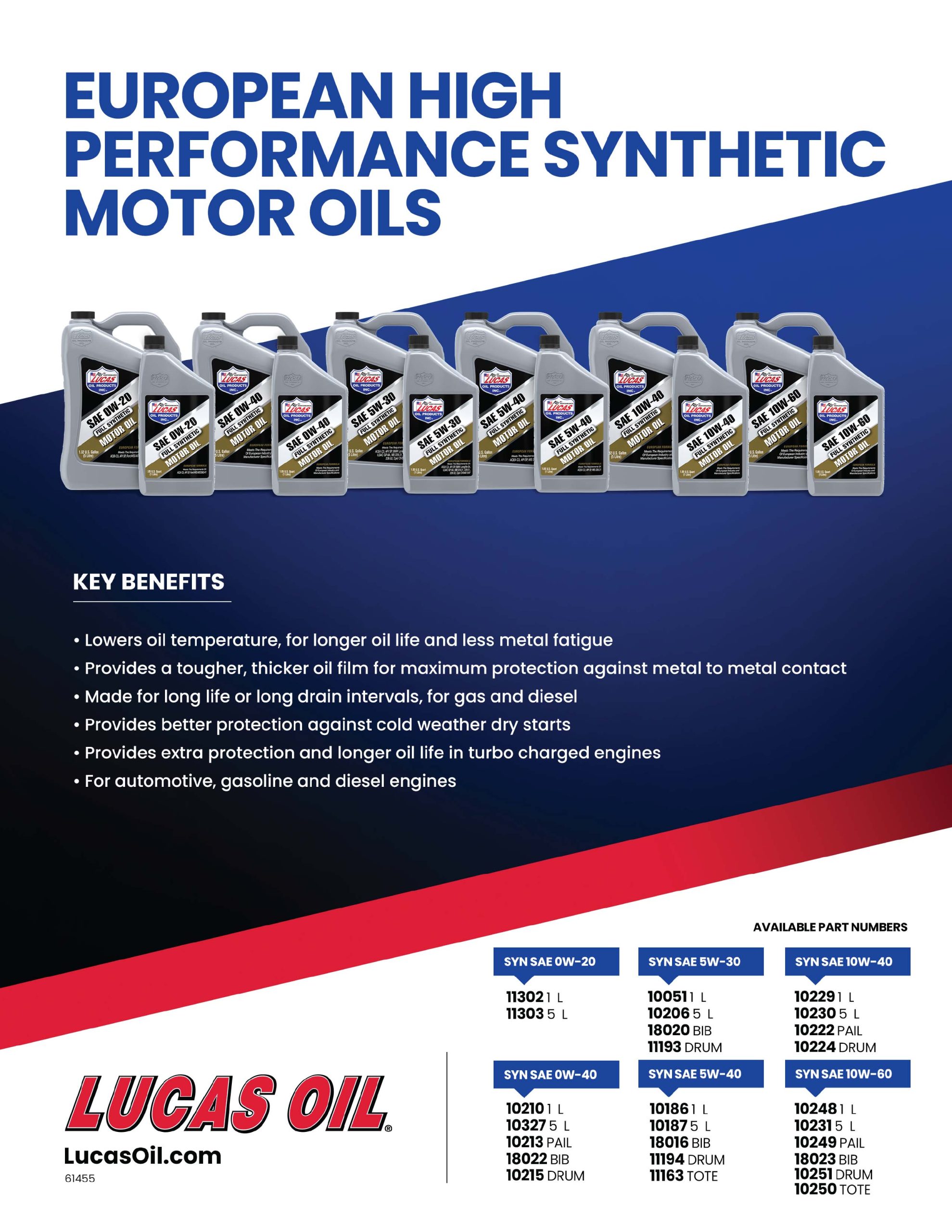 High Performance European Synthetic Motor Oils – Lucas Oil Products ...
