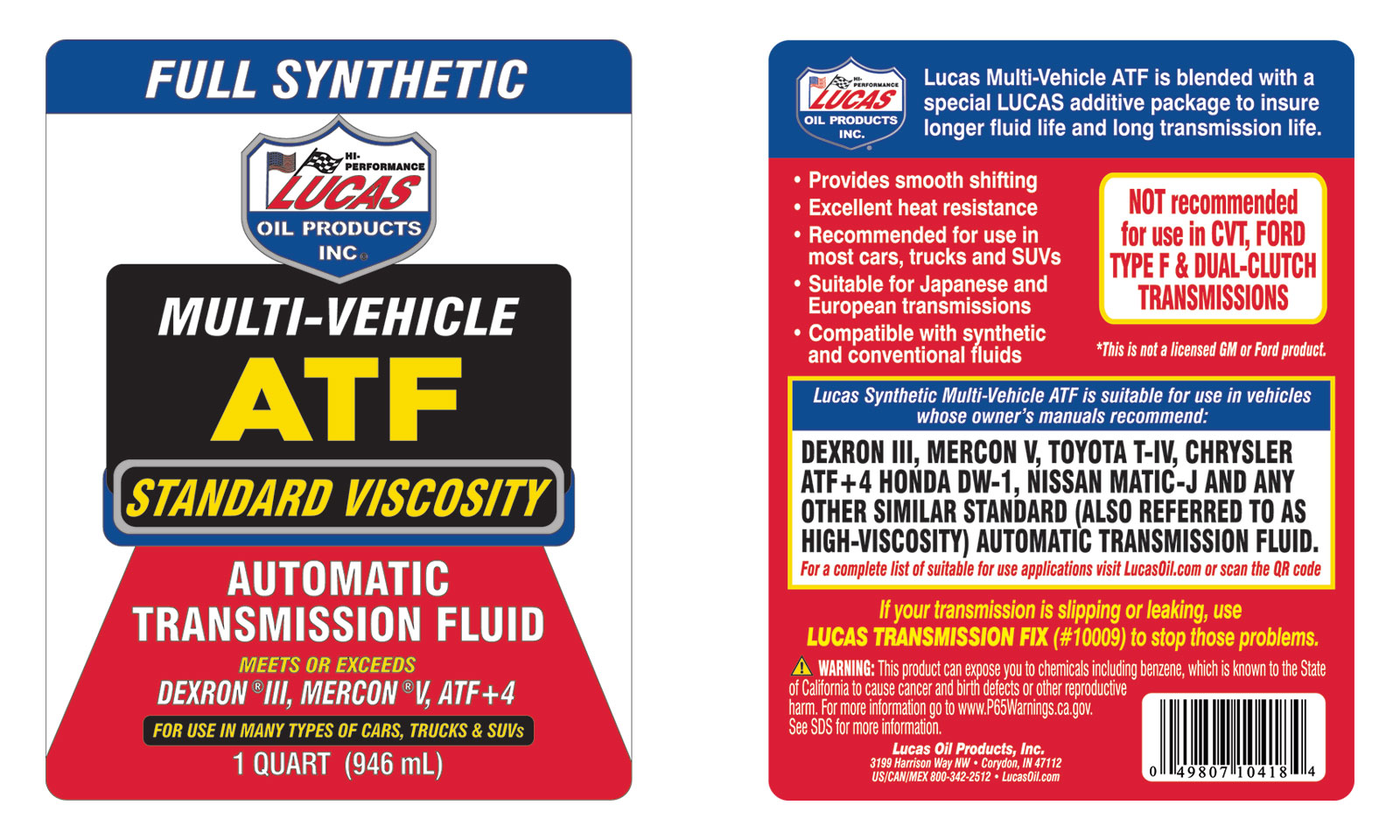 Synthetic Multi-Vehicle ATF – Lucas Oil Products, Inc. – Keep That ...