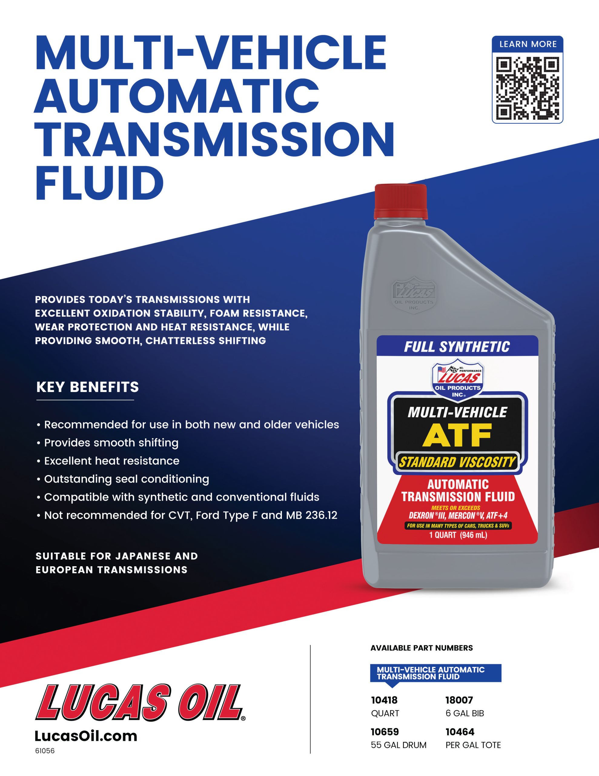 Synthetic Multi-Vehicle ATF – Lucas Oil Products, Inc. – Keep That ...