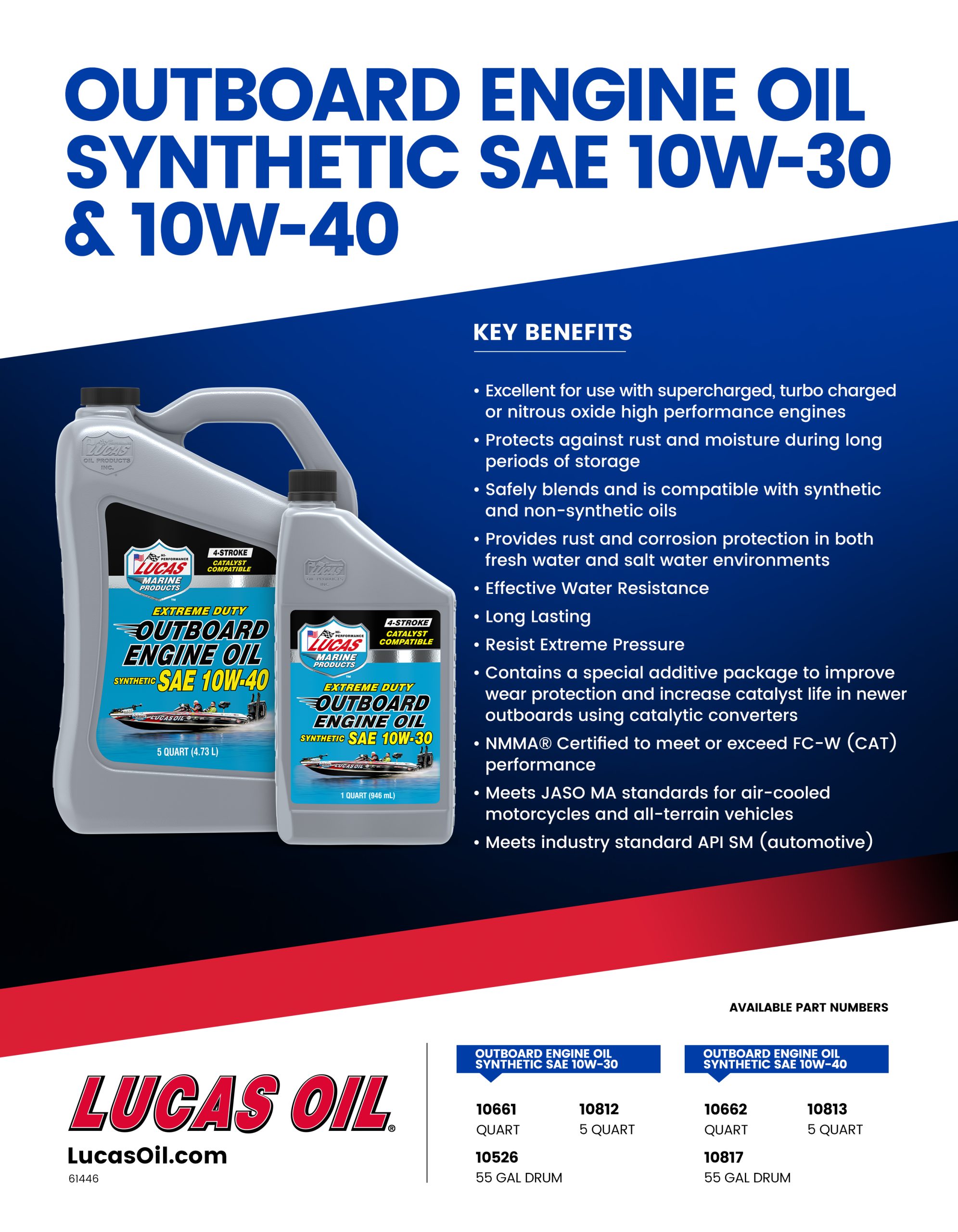 Outboard Engine Oil Synthetic SAE 10W-40 – Lucas Oil Products, Inc ...