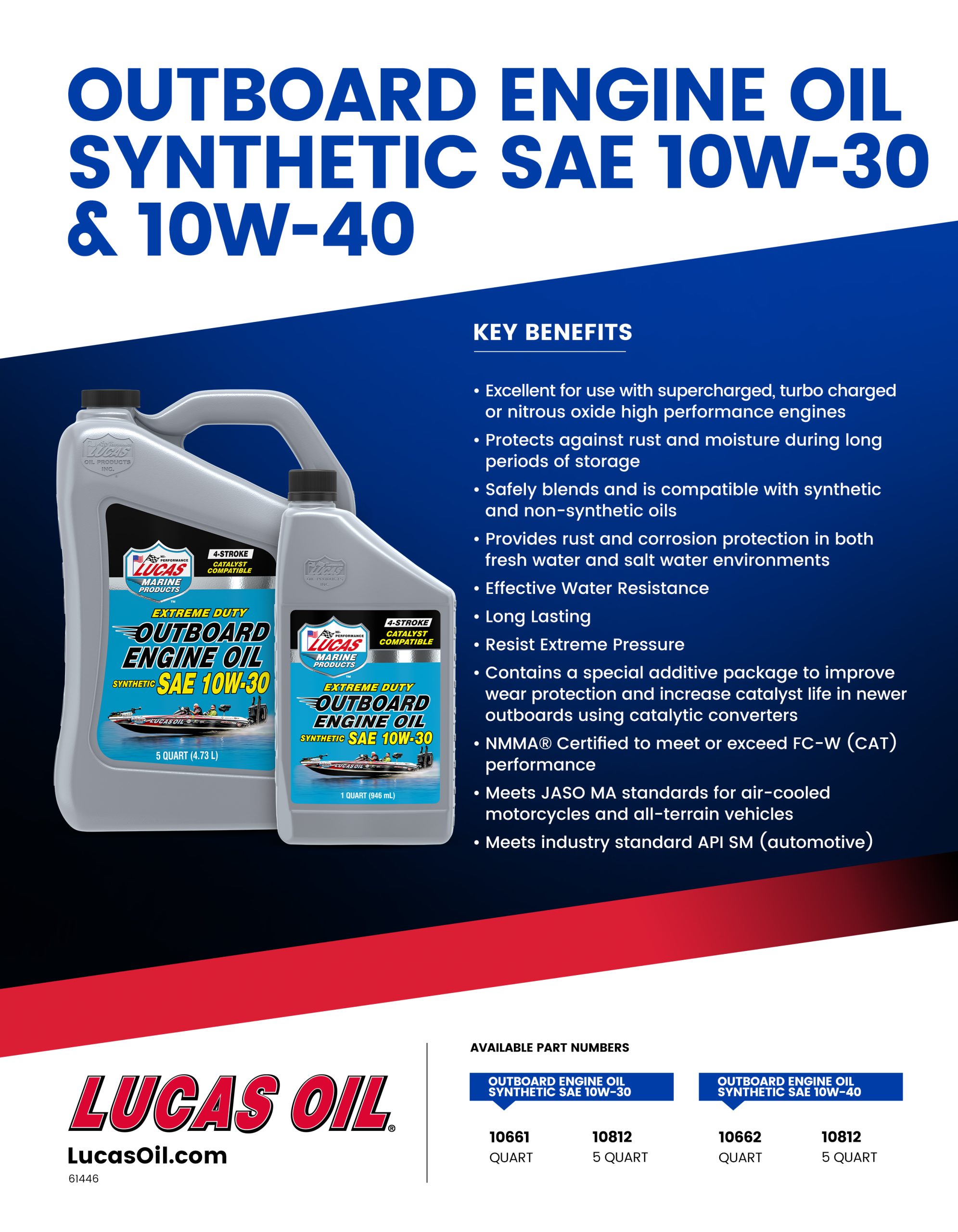 Outboard Engine Oil Synthetic SAE 10W-30 – Lucas Oil Products, Inc ...