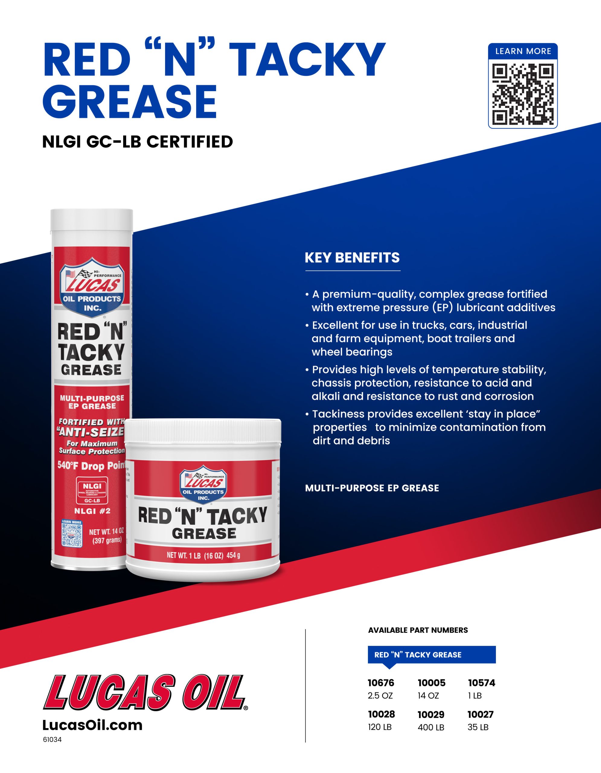 Red “N” Tacky Grease – Lucas Oil Products, Inc. – Keep That Engine Alive!
