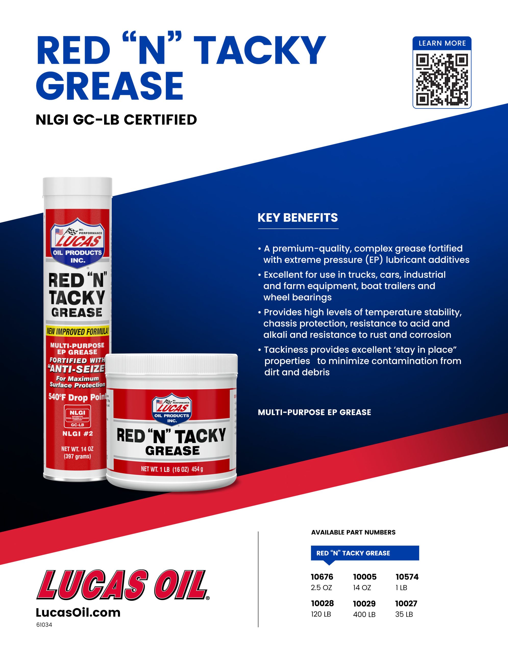 Red “N” Tacky Grease – Lucas Oil Products, Inc. – Keep That Engine Alive!