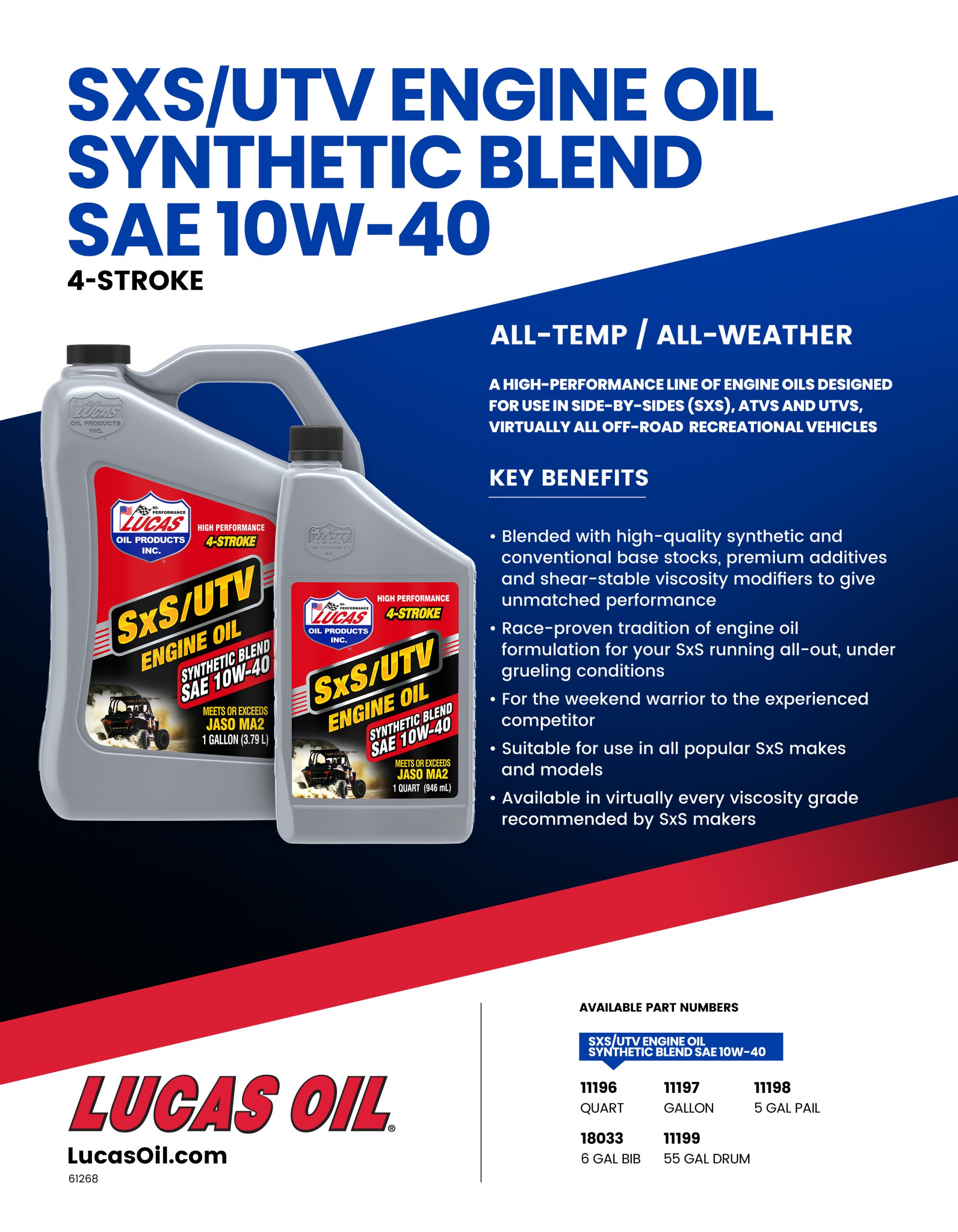 Synthetic 4-Stroke SxS Engine Oil – Lucas Oil Products, Inc. – Keep ...