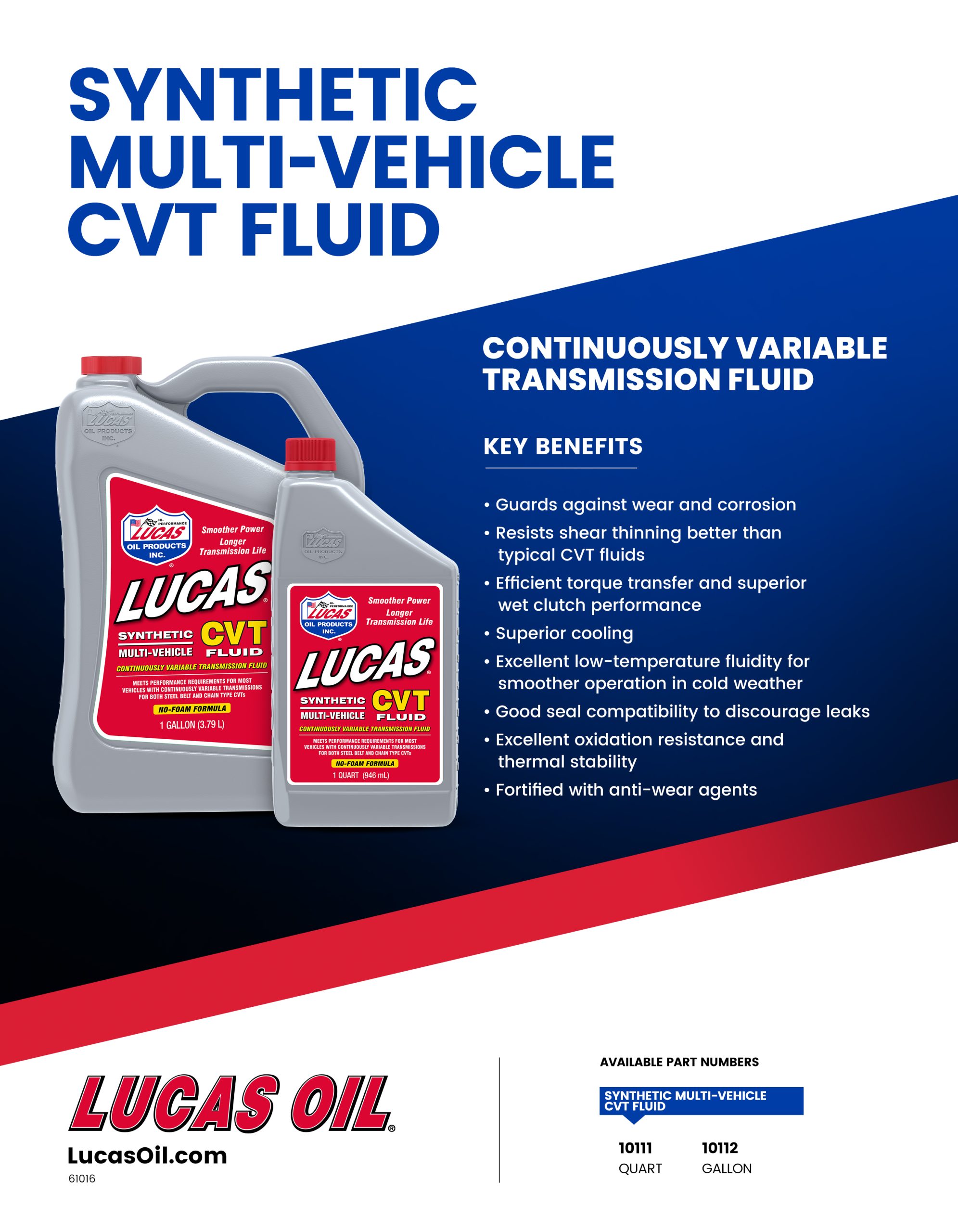 Synthetic Multi-Vehicle CVT Fluid – Lucas Oil Products, Inc. – Keep ...