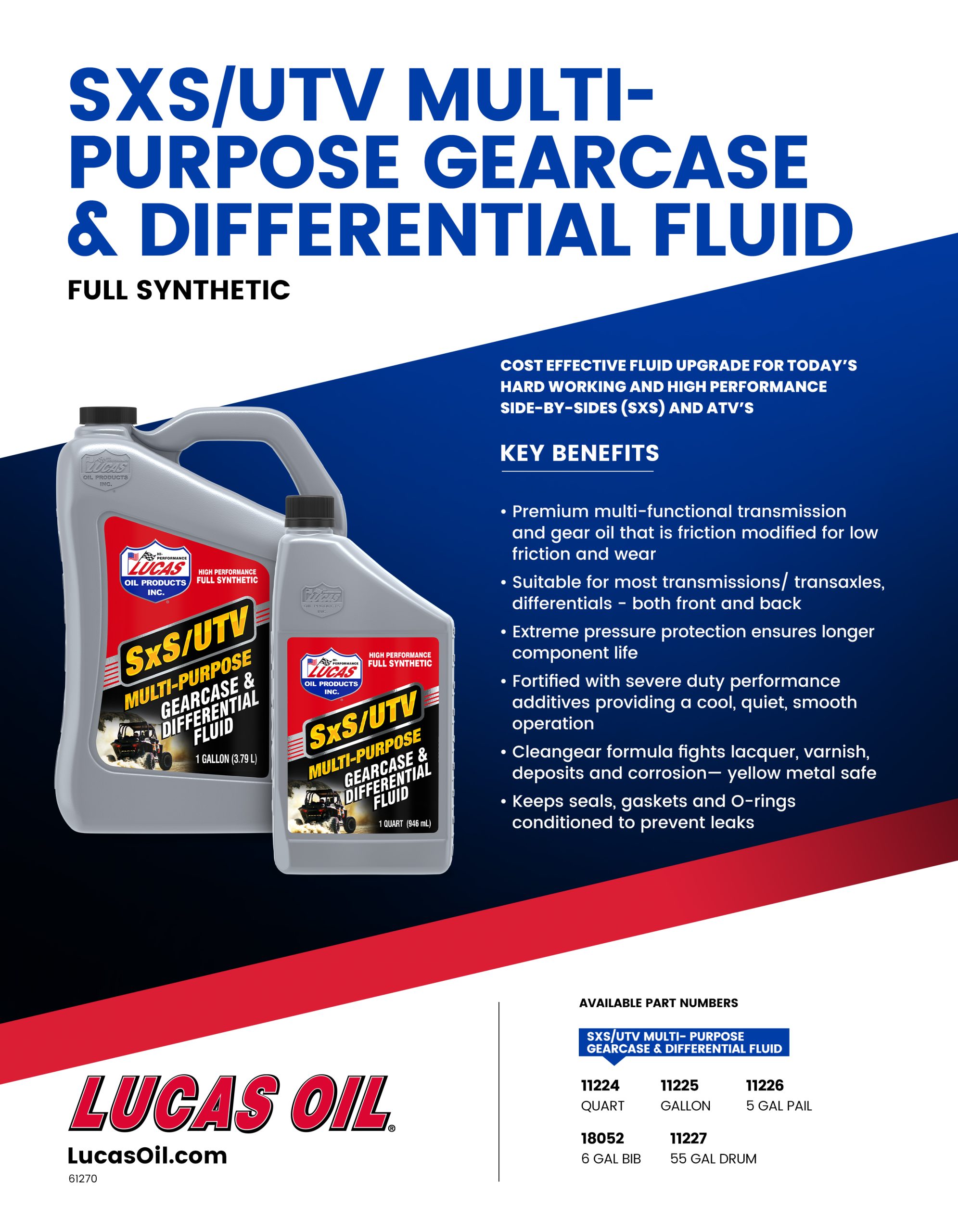 Synthetic SxS Multi-Purpose Gearcase and Differential Fluid – Lucas Oil ...