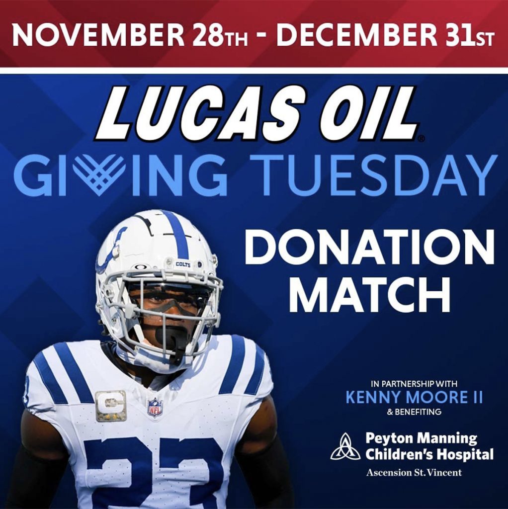 Lucas Oil Partners with Cornerback Kenny Moore II for ‘Giving Tuesday’, Matching the First ...